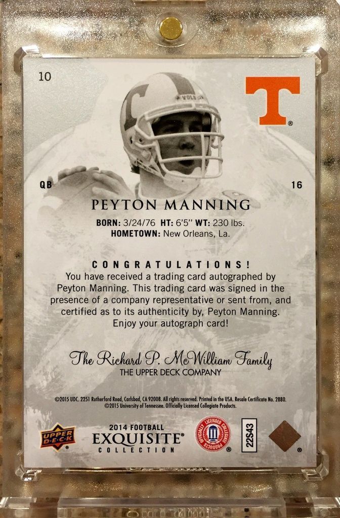 EXQUISITE Peyton Manning Autograph - Blowout Cards Forums